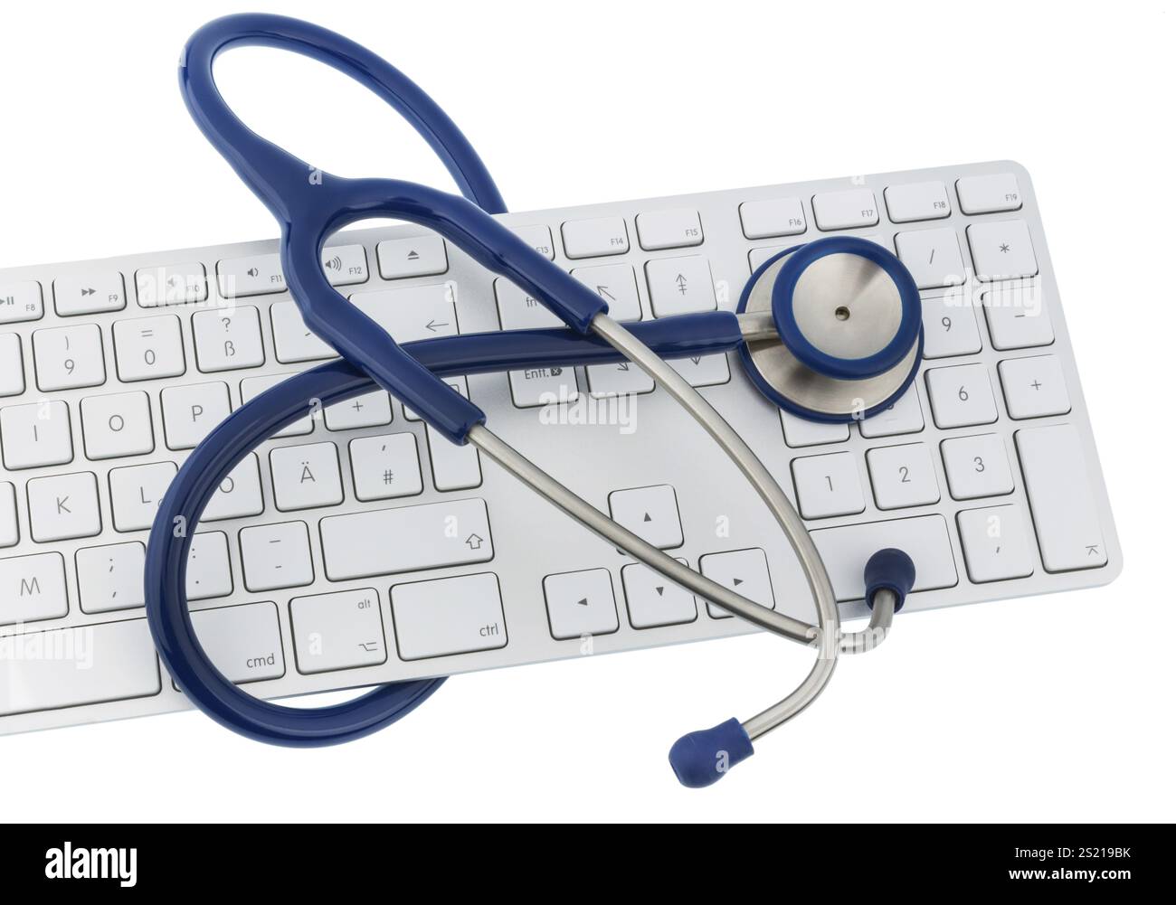 Stethoscope and keyboard of a computer, symbolic photo for diagnostics ...