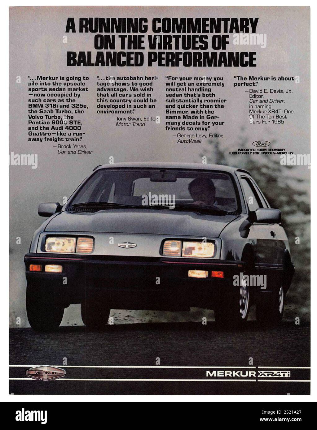 1985 Merkur XR4Ti Silver 2-door Hardtop Vintage Ad - "Ford.Imported ...