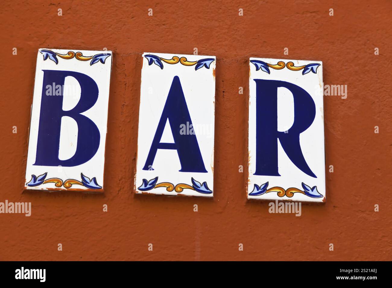 The sign of a bar in Andalusia, Spain. Letters on porcelain. Austria ...