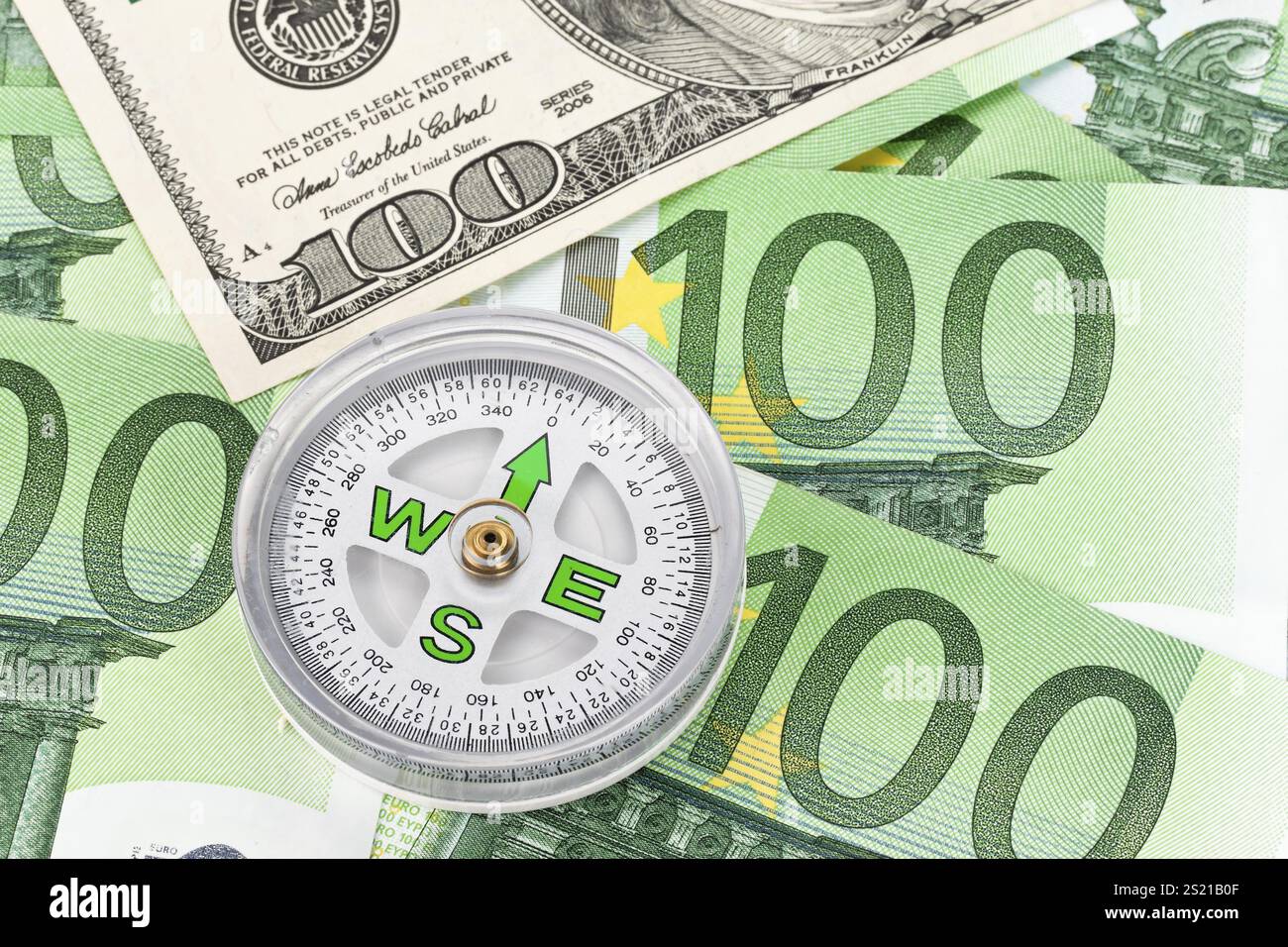 Dollar and euro banknotes. Symbol differences Euro Dollar Austria Stock ...