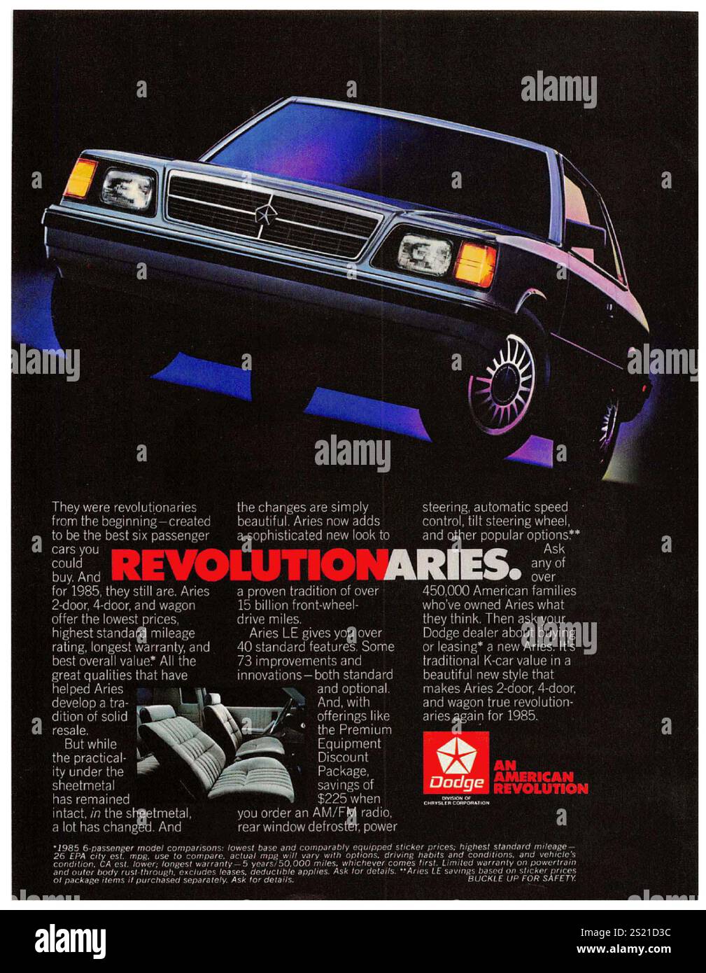 1985 Dodge Aries LE 2-Door Sedan Ad Stock Photo - Alamy