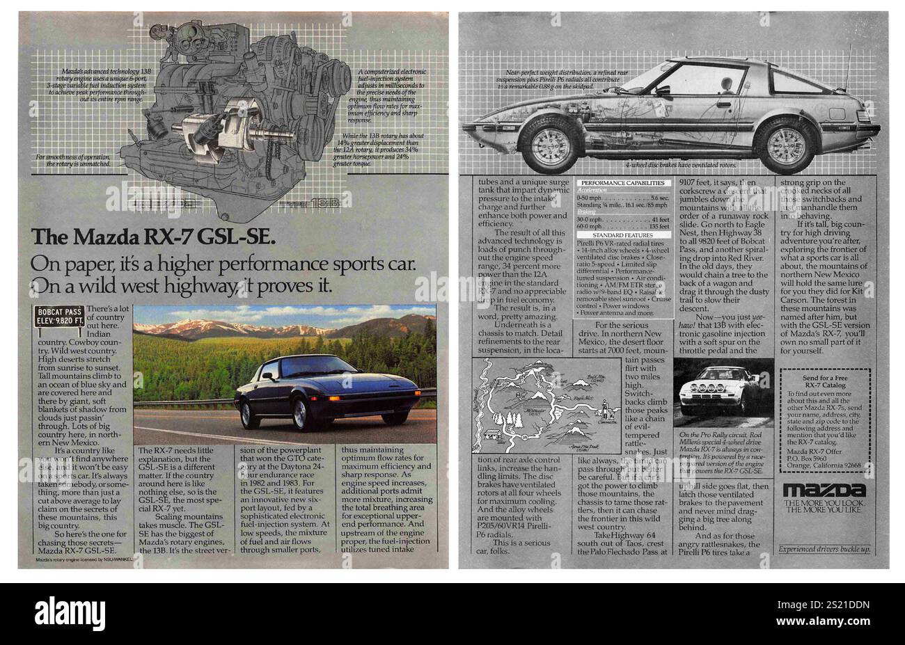 1985 Mazda RX7 GSL SE Ad - "On a wild west highway, it proves it Stock ...
