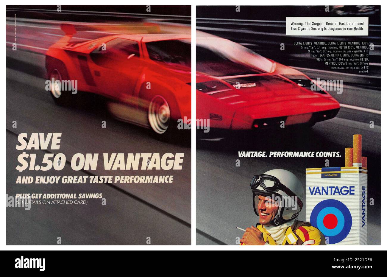 1985 Vantage cigarettes ad Stock Photo - Alamy