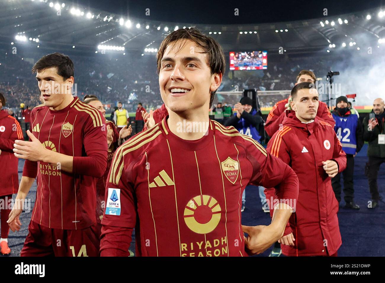 Rome, Italy. 5th Jan, 2025. Paulo Dybala, of Roma, smiles at the end of ...