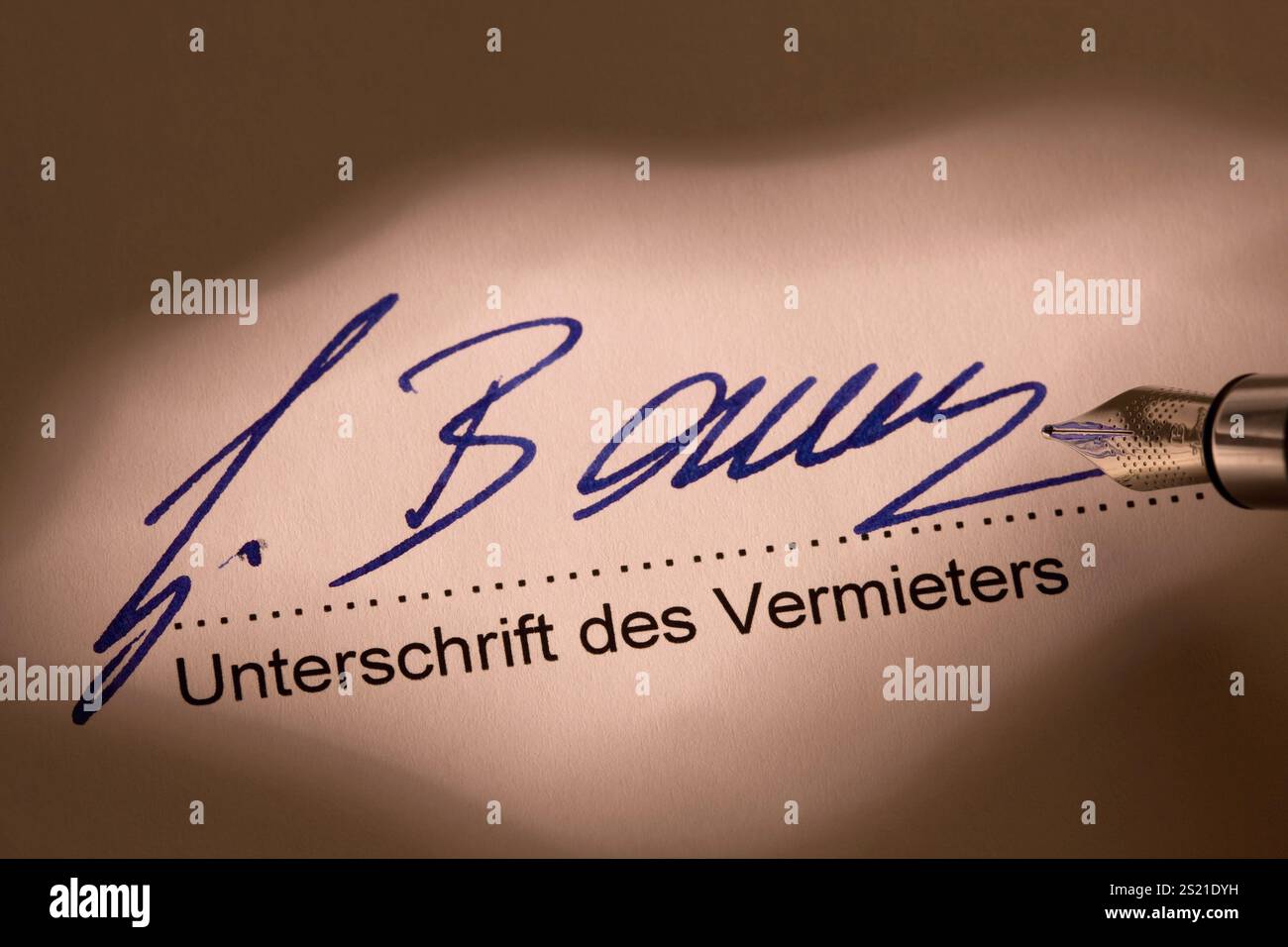 Signature of the landlord under a new tenancy agreement Stock Photo - Alamy