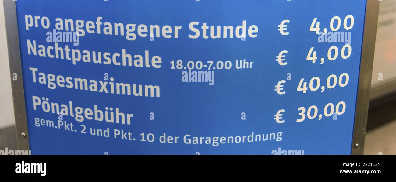 The price list for parking a car in a multi-storey car park. Austria ...