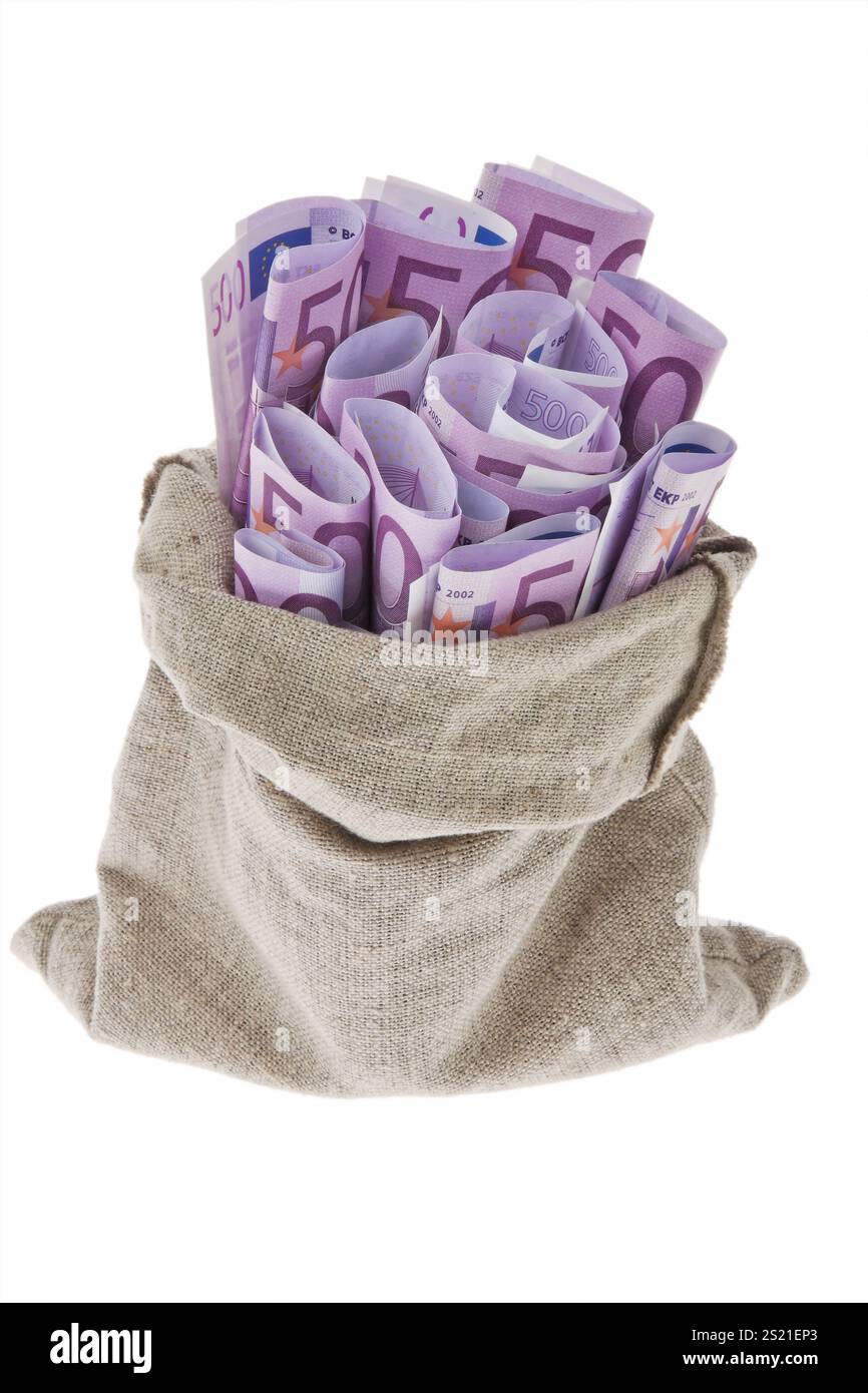 A bag with many euro banknotes Austria Stock Photo - Alamy