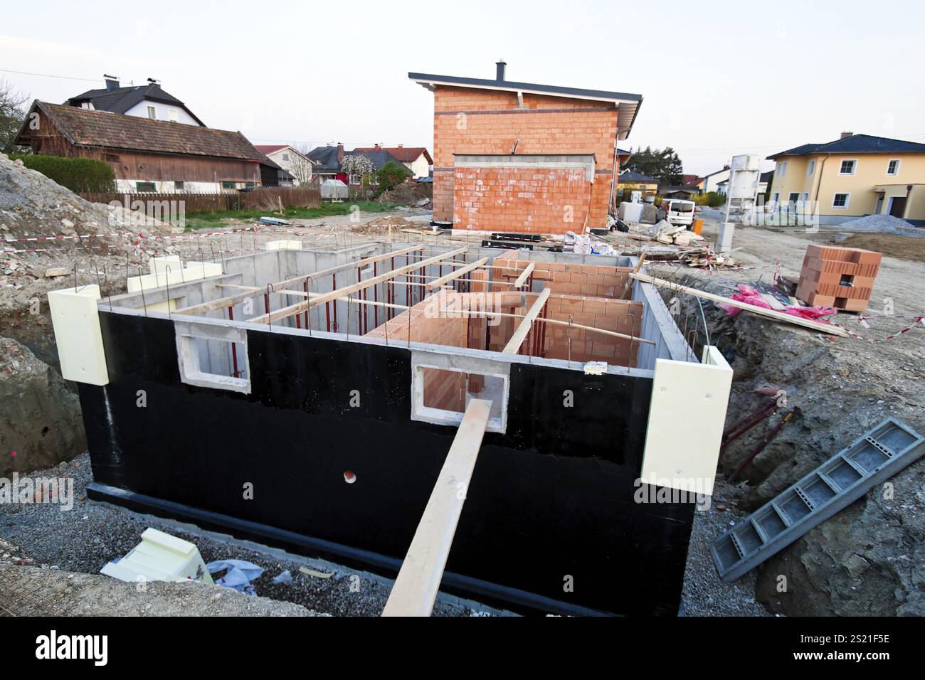 The basement construction of a residential building. Basement for a ...