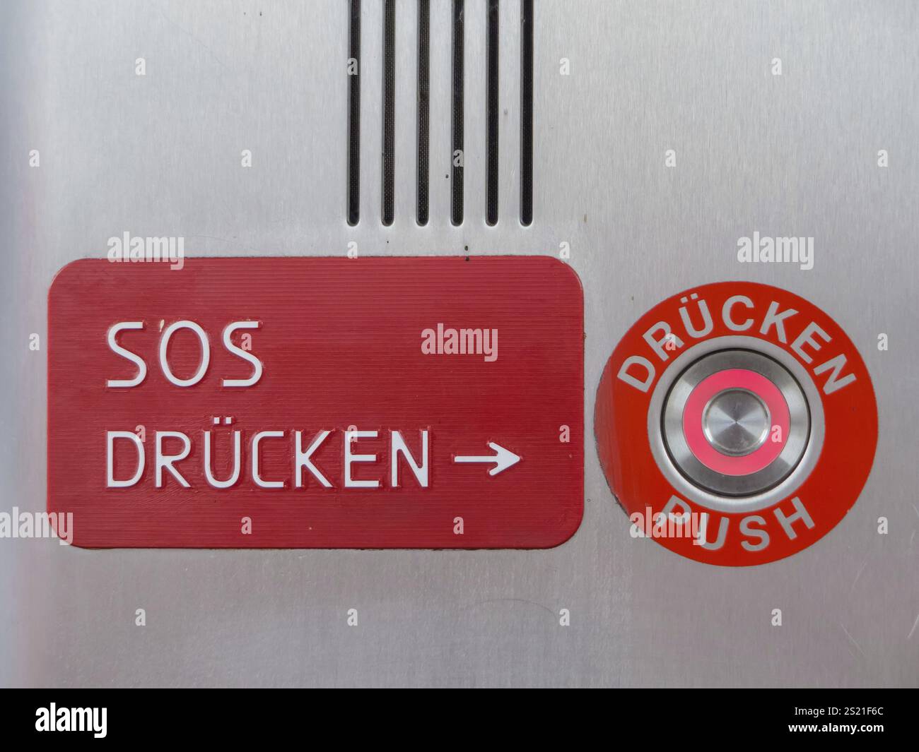 The SOS button on an emergency call pillar at an Austria railway ...