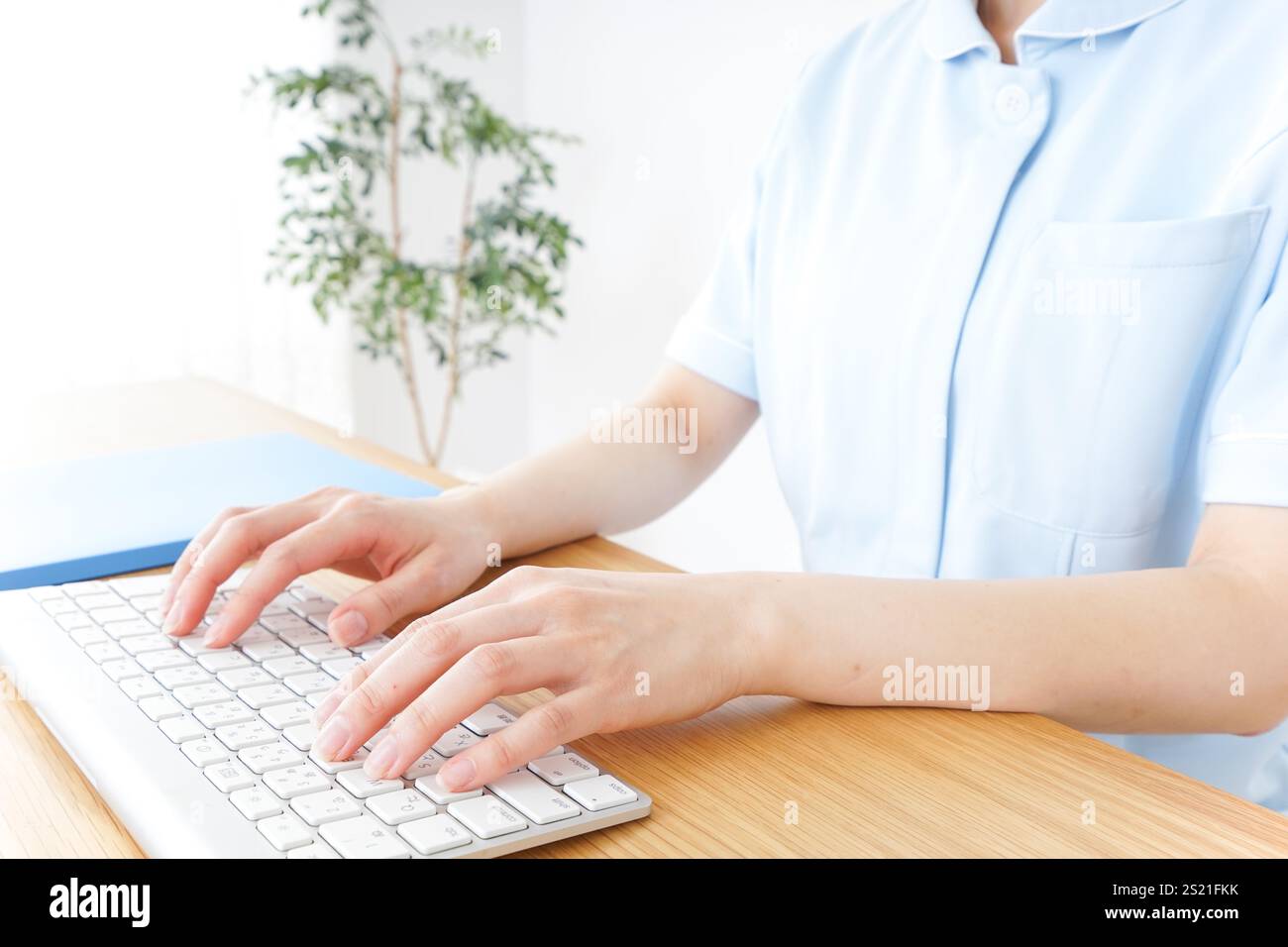 Nurse using a computer Stock Photo - Alamy