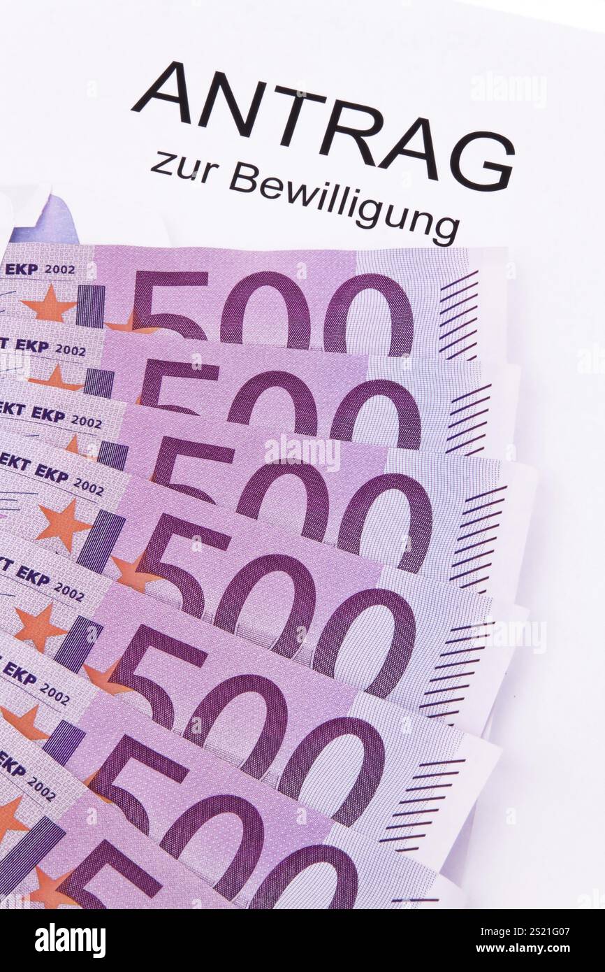 Many euro banknotes and application. On white background Austria Stock ...