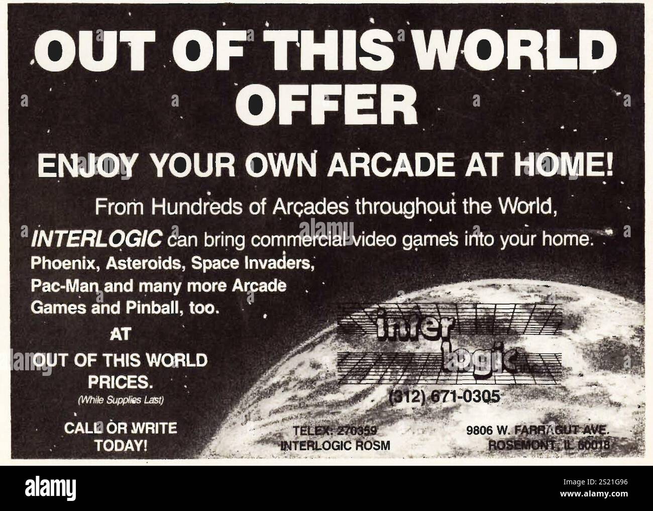 1982 Interlogic arcades at home ad Stock Photo - Alamy