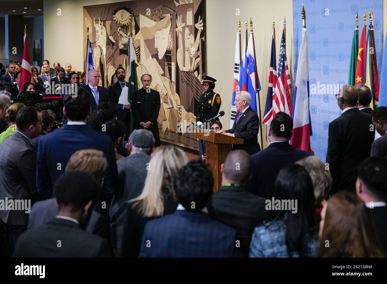 New York, USA.2nd January 2025. A flag installation ceremony of the ...