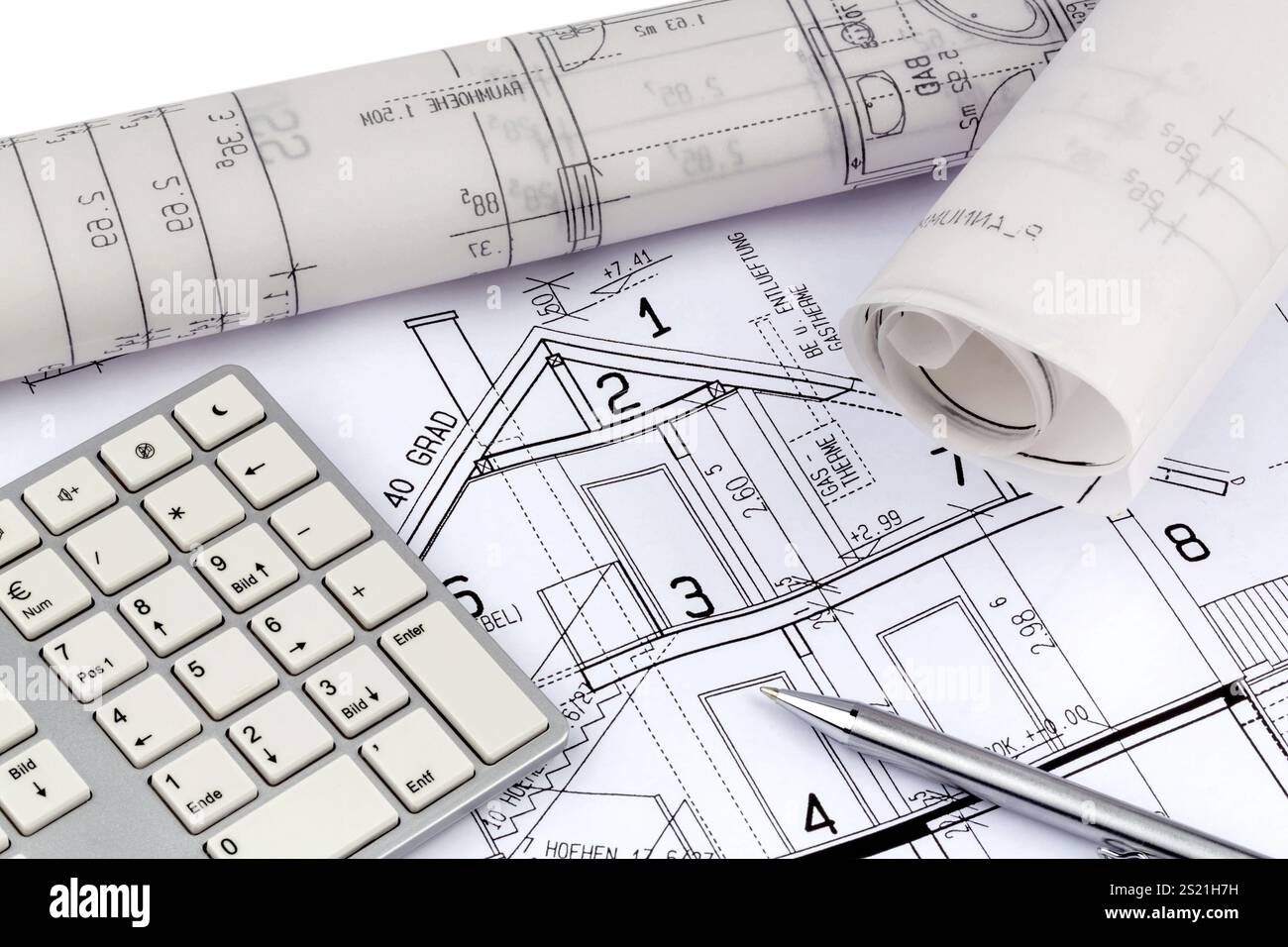 Building plan for a house. With compass and ruler Austria Stock Photo ...