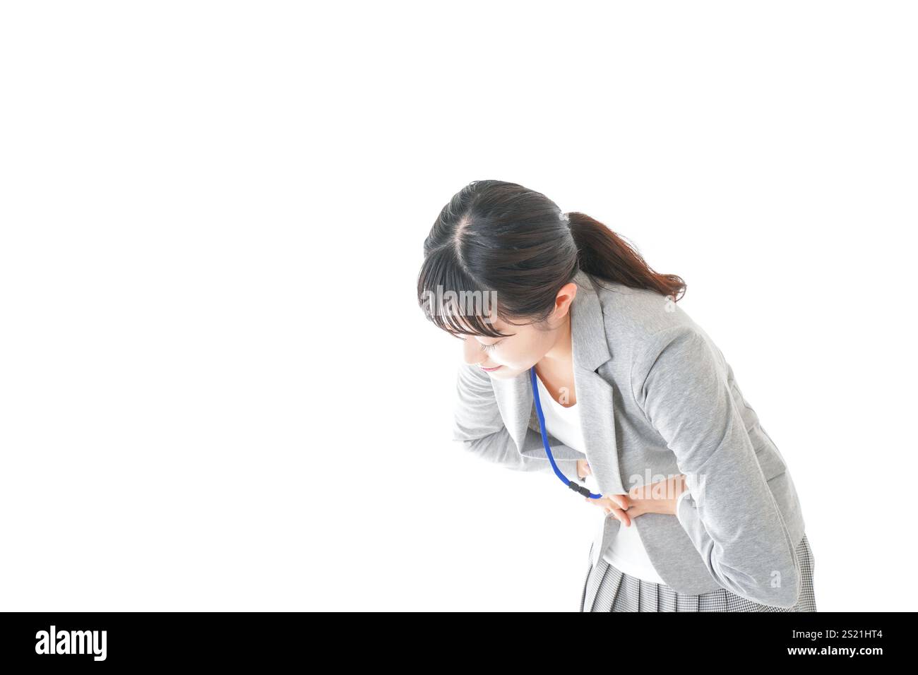 Young career women suffering from abdominal pain Stock Photo - Alamy