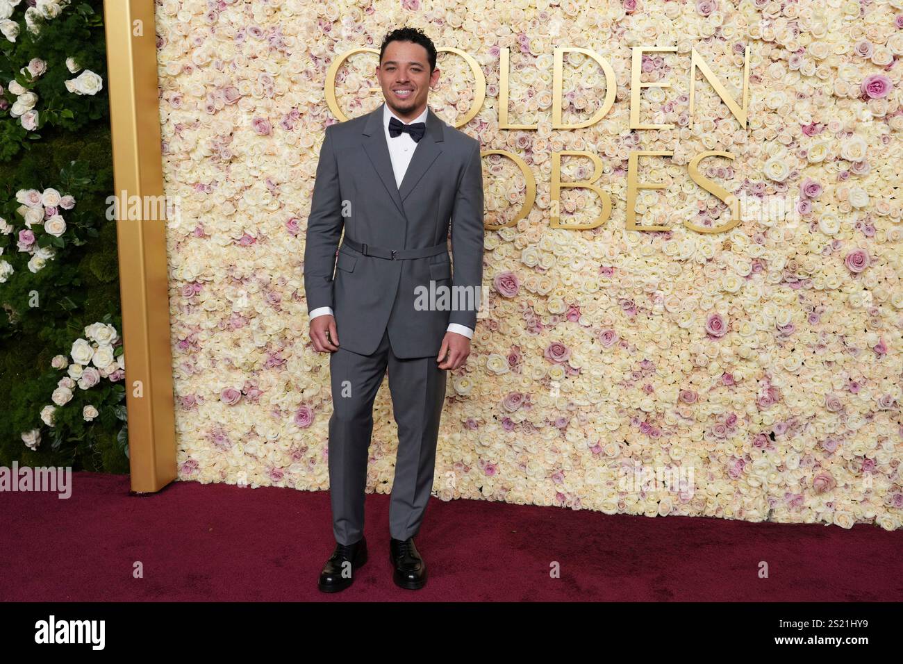 Anthony Ramos arrives at the 82nd Golden Globes on Sunday, Jan. 5, 2025 ...