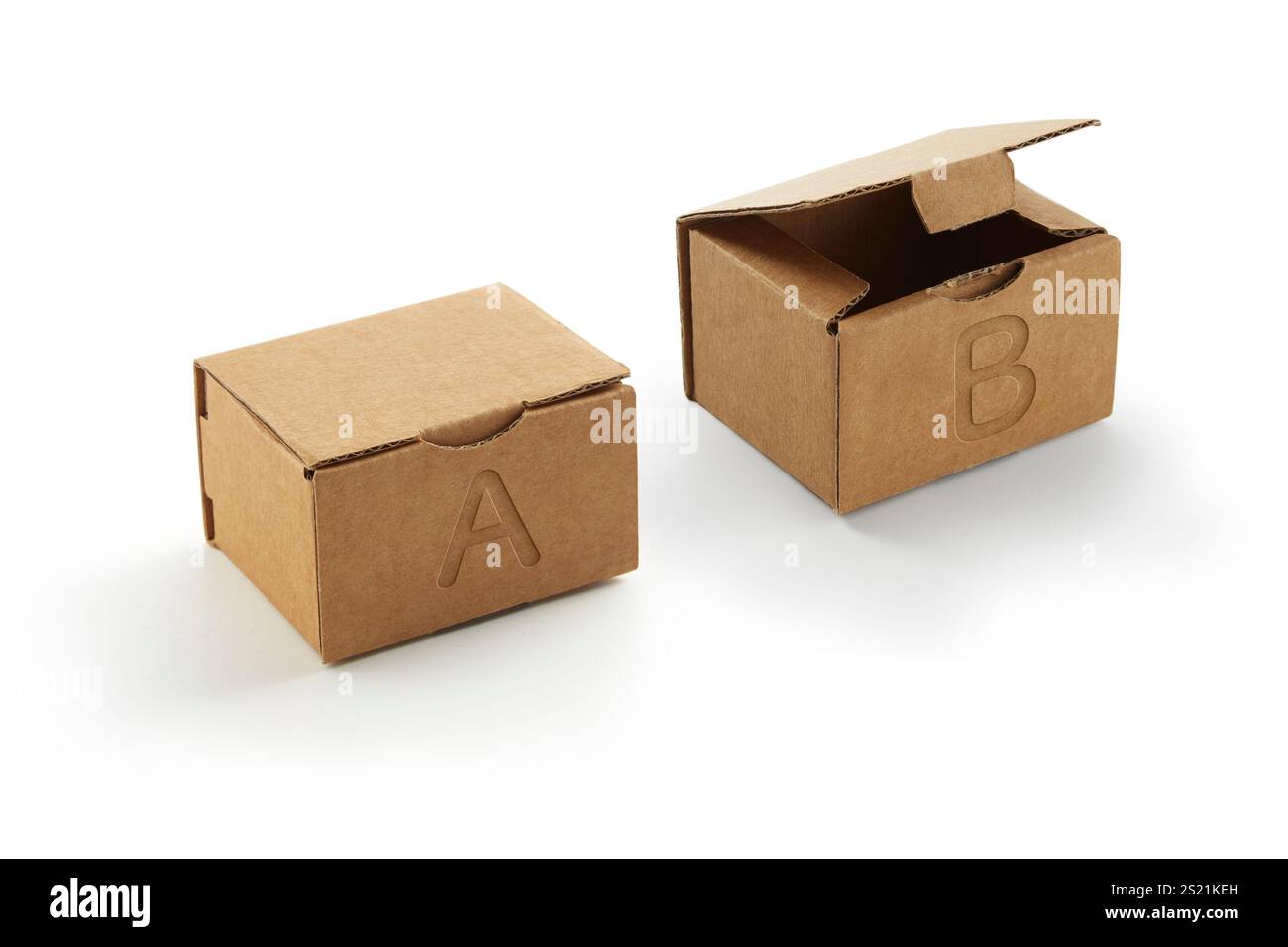 Small box of cardboard boxes A and B Stock Photo - Alamy