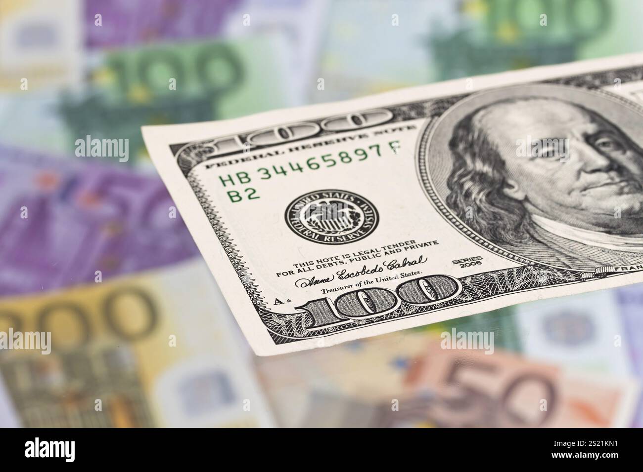 Dollar and euro banknotes. Symbol differences Euro Dollar Austria Stock ...