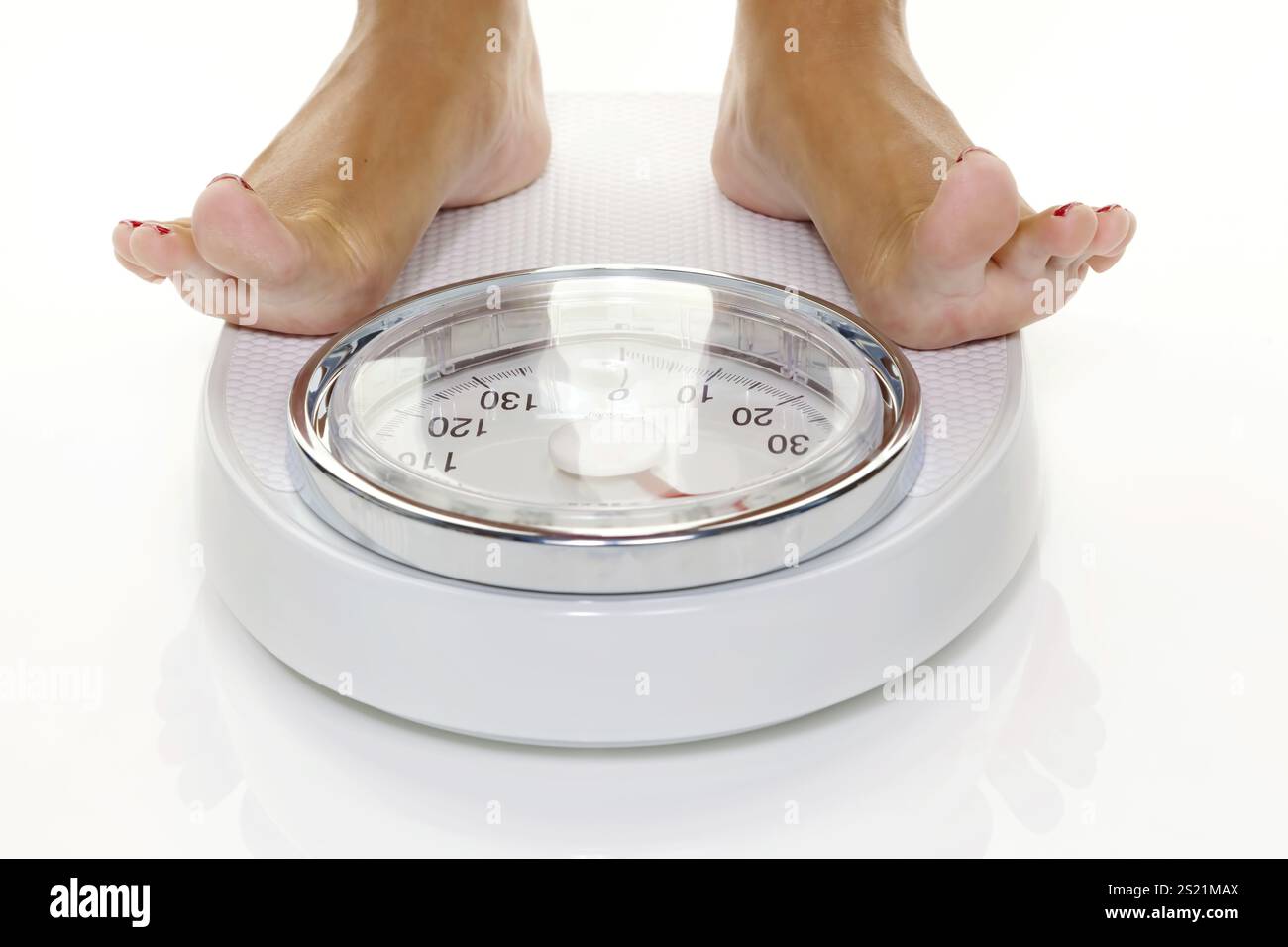 The feet of a woman stand on a bathroom scale Austria Stock Photo - Alamy