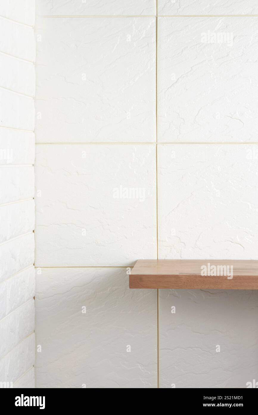 White room - wall shelf - counter table Stock Photo - Alamy