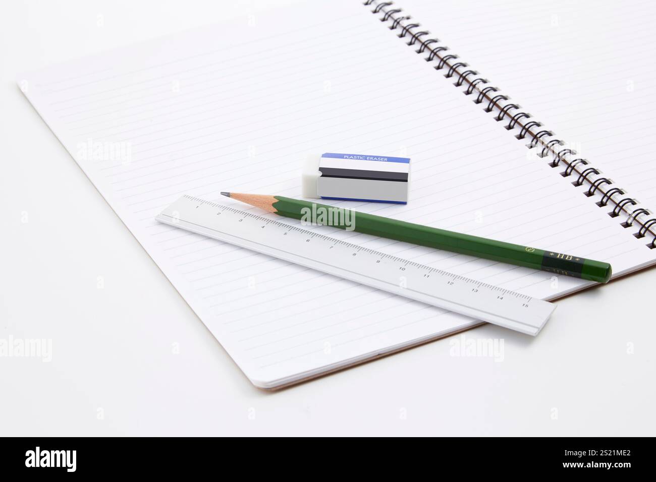 Stationery (notebook, ruler, pencil, eraser) -stathionery Stock Photo ...