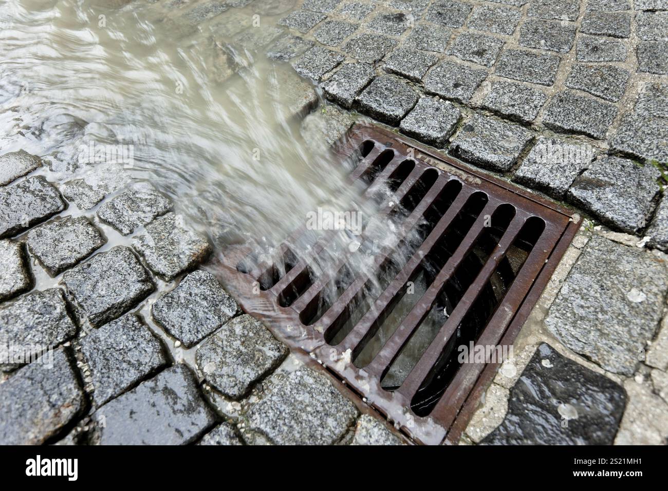 Metal cover for a rainwater drain Stock Photo - Alamy