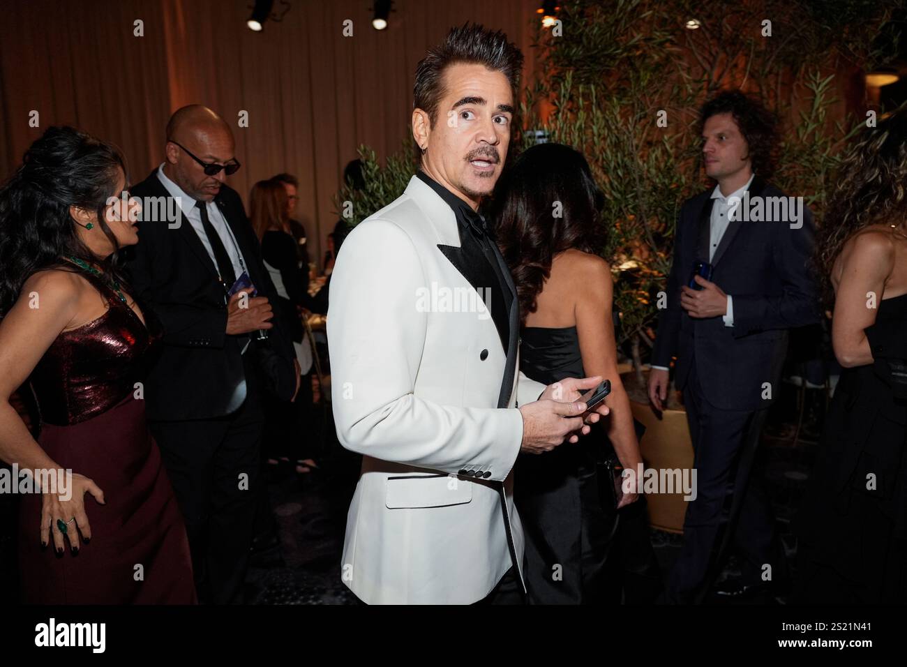 Colin Farrell arrives at the 82nd Golden Globes on Sunday, Jan. 5, 2025 ...