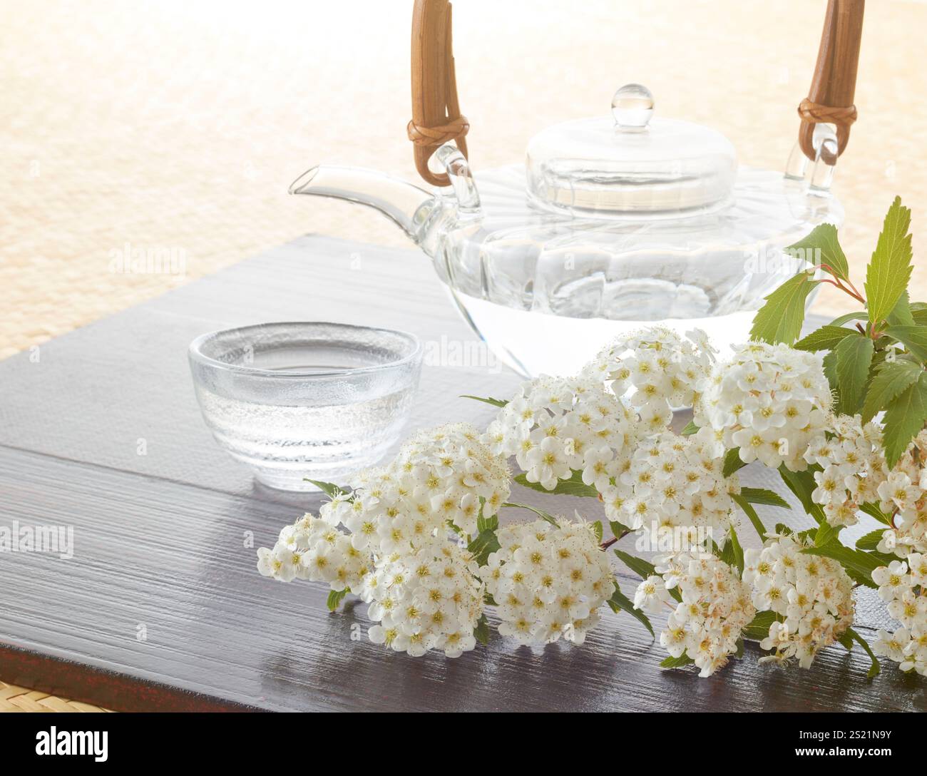 Glass - Chirori - Sake - Kodemari - Early summer image Stock Photo - Alamy