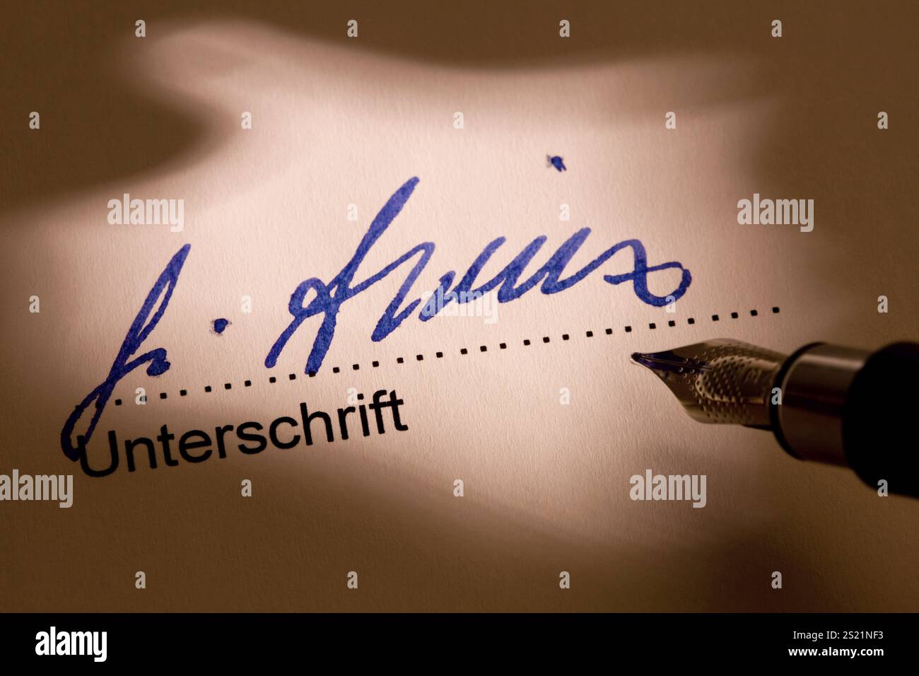 Handwritten fountain pen signature under a letter Austria Stock Photo ...