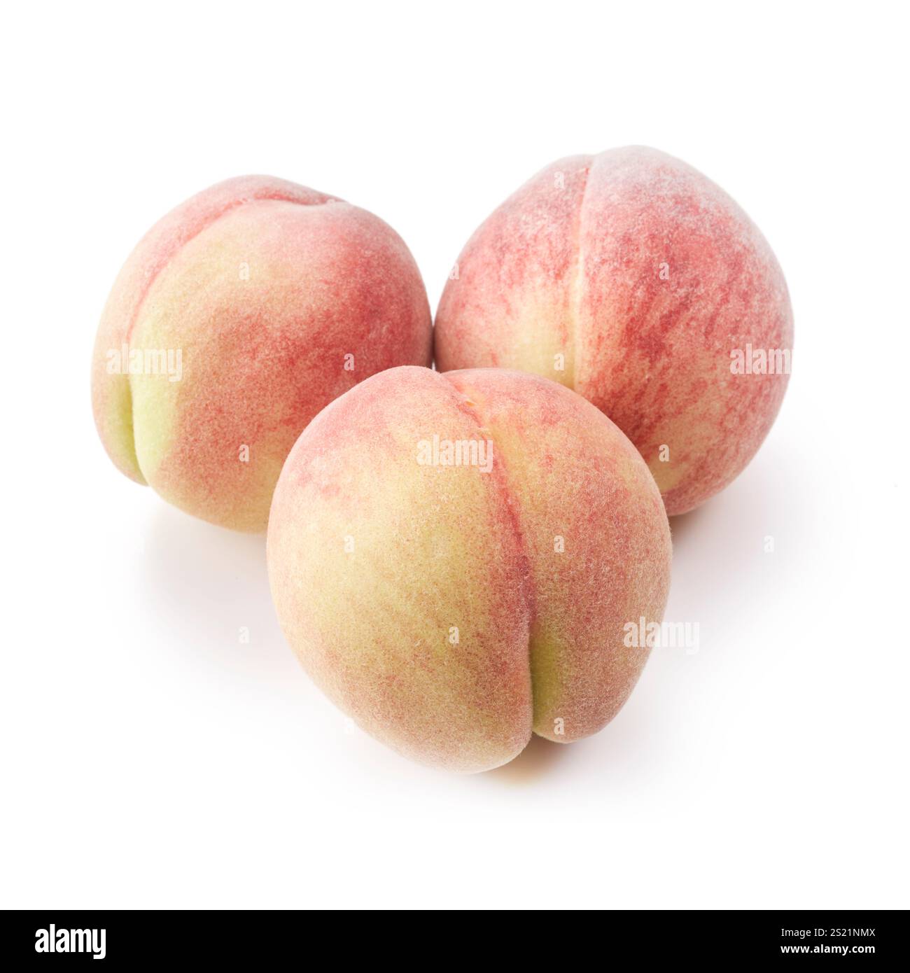 Three peaches - white background - cut out Stock Photo - Alamy