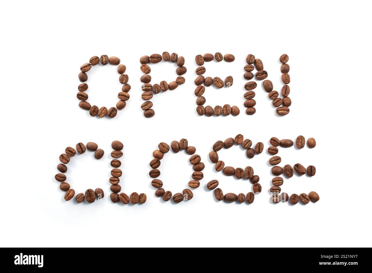 OPEN CLOSE’ with coffee beans Stock Photo - Alamy