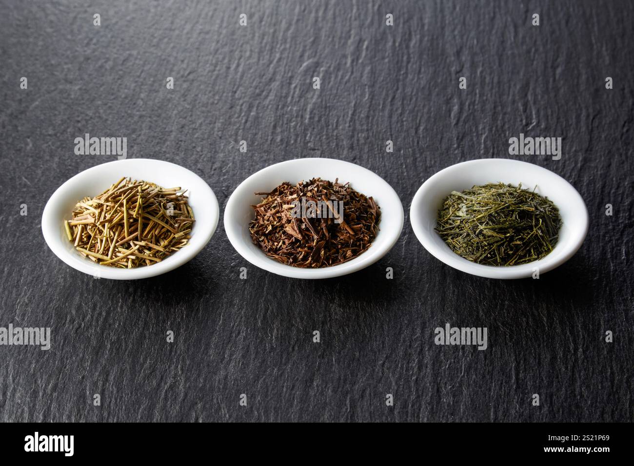 Three types of tea (Kaga-bocha, hojicha, green tea Stock Photo - Alamy
