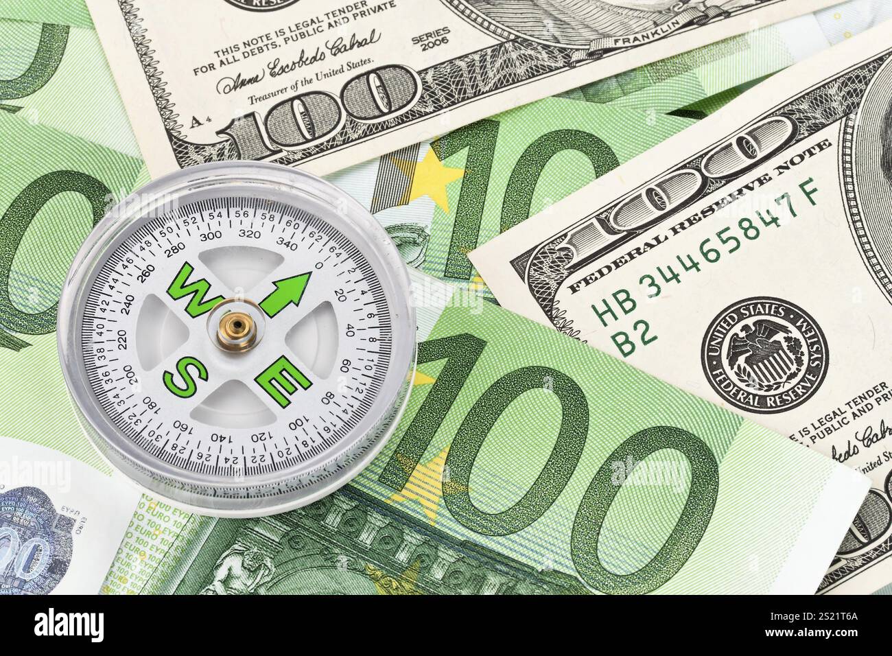 Dollar and euro banknotes. Symbol differences Euro Dollar Austria Stock ...