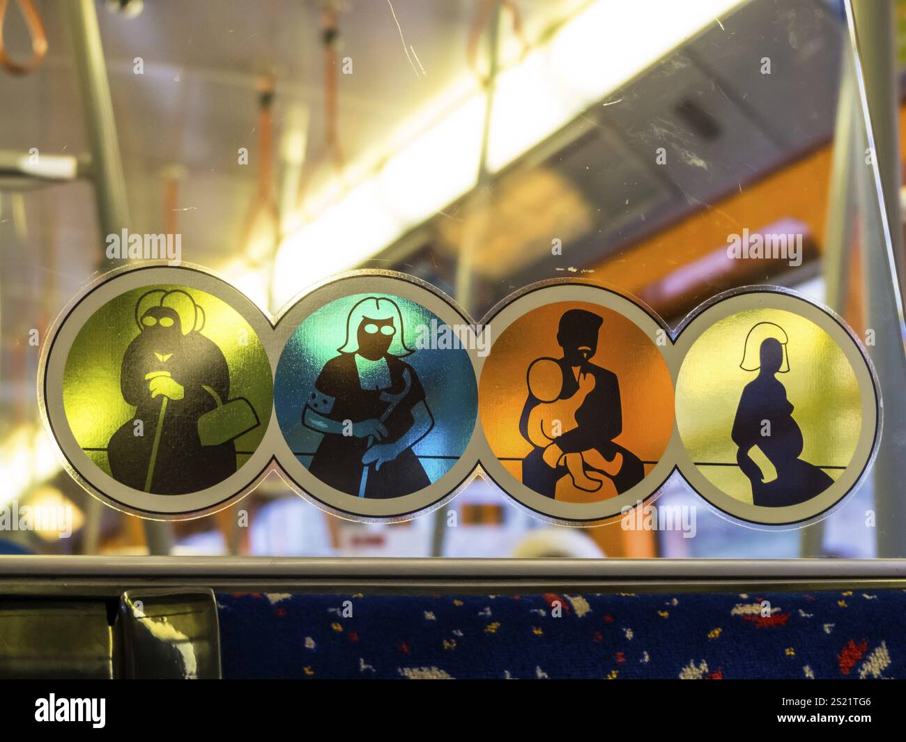 A seat is reserved for the disabled and handicapped in an underground ...