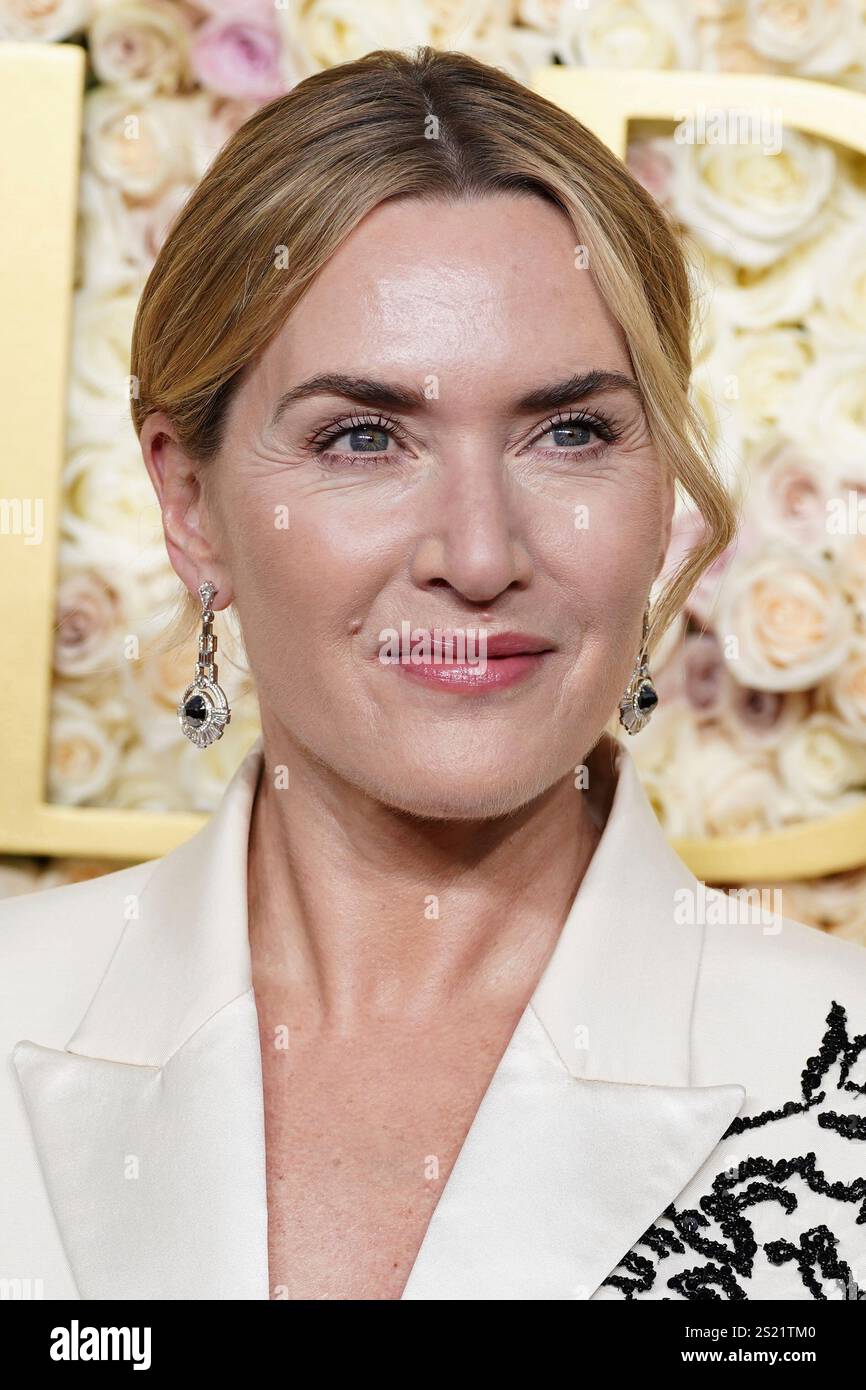 Kate Winslet arrives at the 82nd Golden Globes on Sunday, Jan. 5, 2025, at the Beverly Hilton in ...