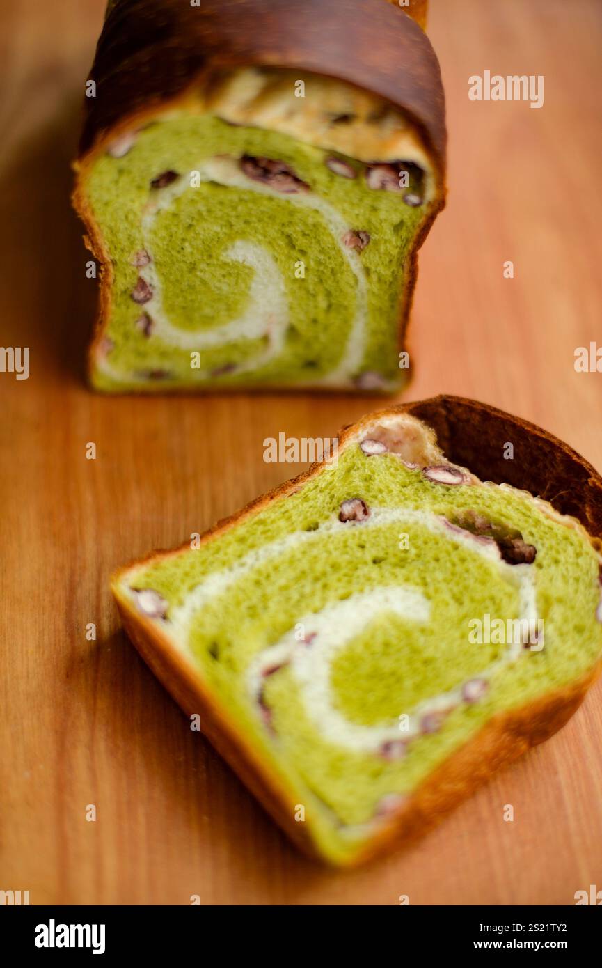 Matcha Dainagon bread, homemade at home Stock Photo - Alamy