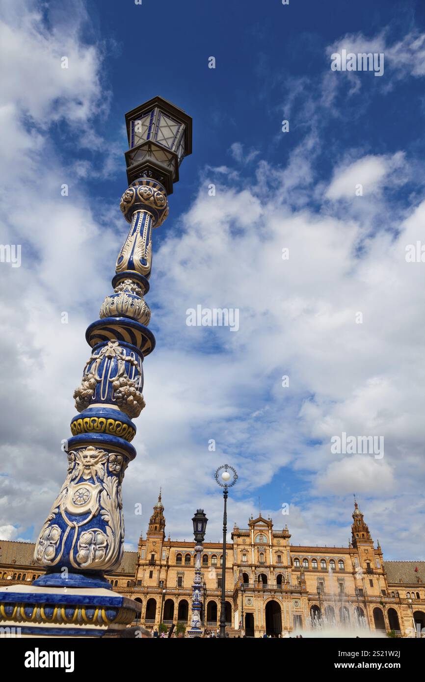 Spain, Andalusia. The Spanish pavilion in Seville at Plaza Espana ...
