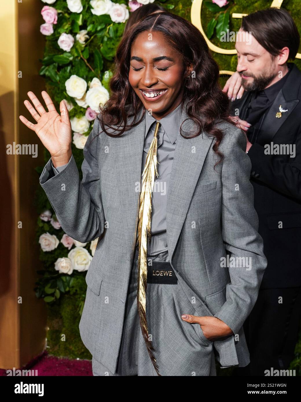 Ayo Edebiri wearing Loewe walking on the red carpet at The 82nd Annual ...