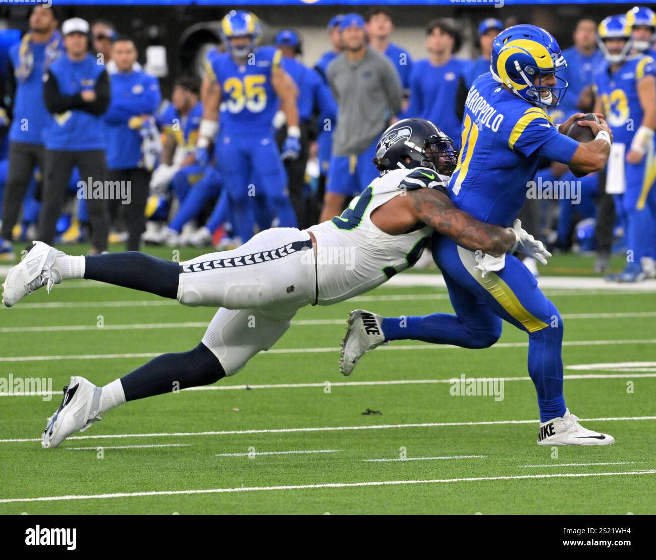 Inglewood, United States. 05th Jan, 2025. Seattle Seahawks defensive ...