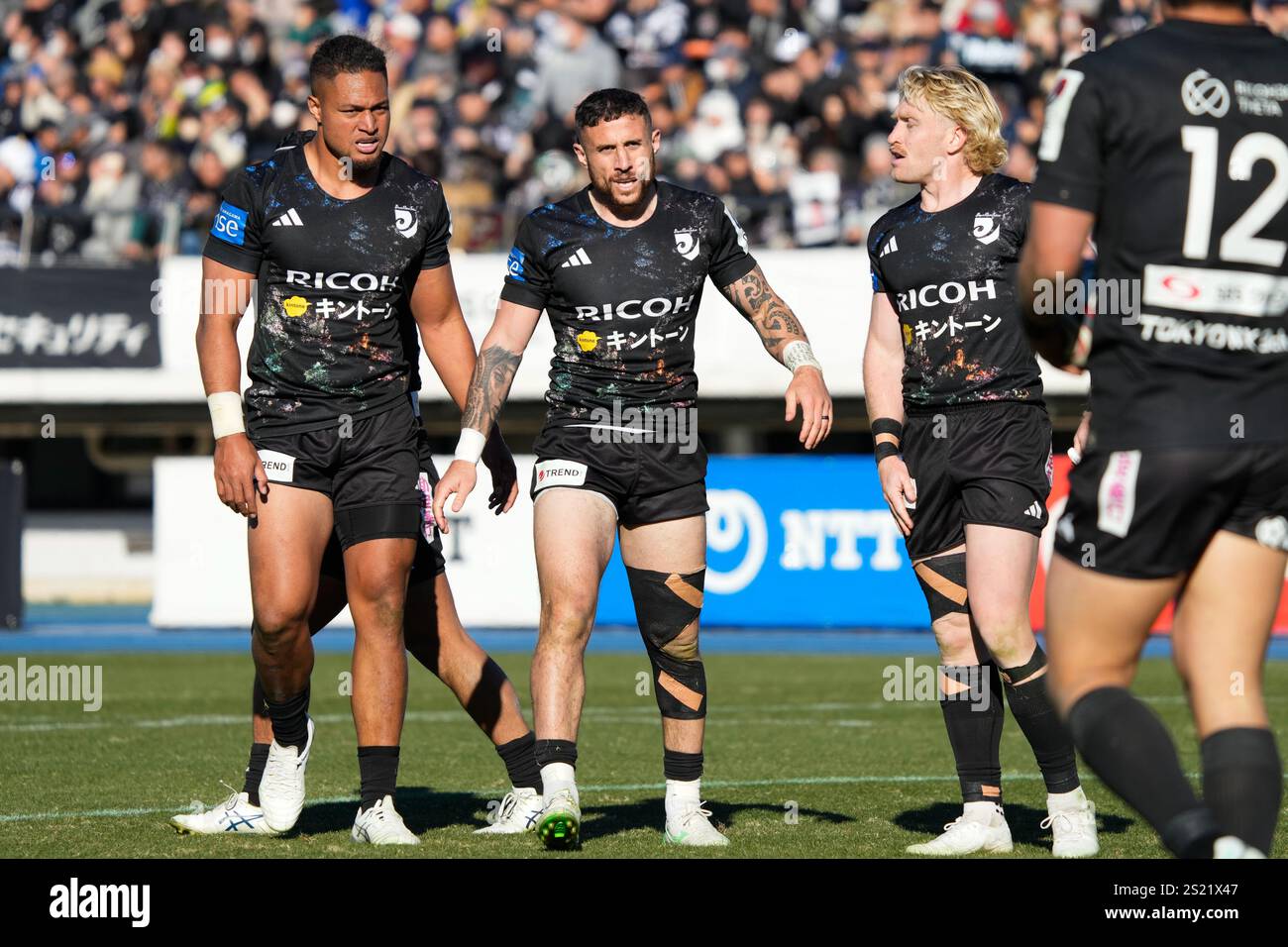 (L-R) Siope Tavo (Black Rams), TJTJ Perenara (Black Rams), Isaac Lucas ...