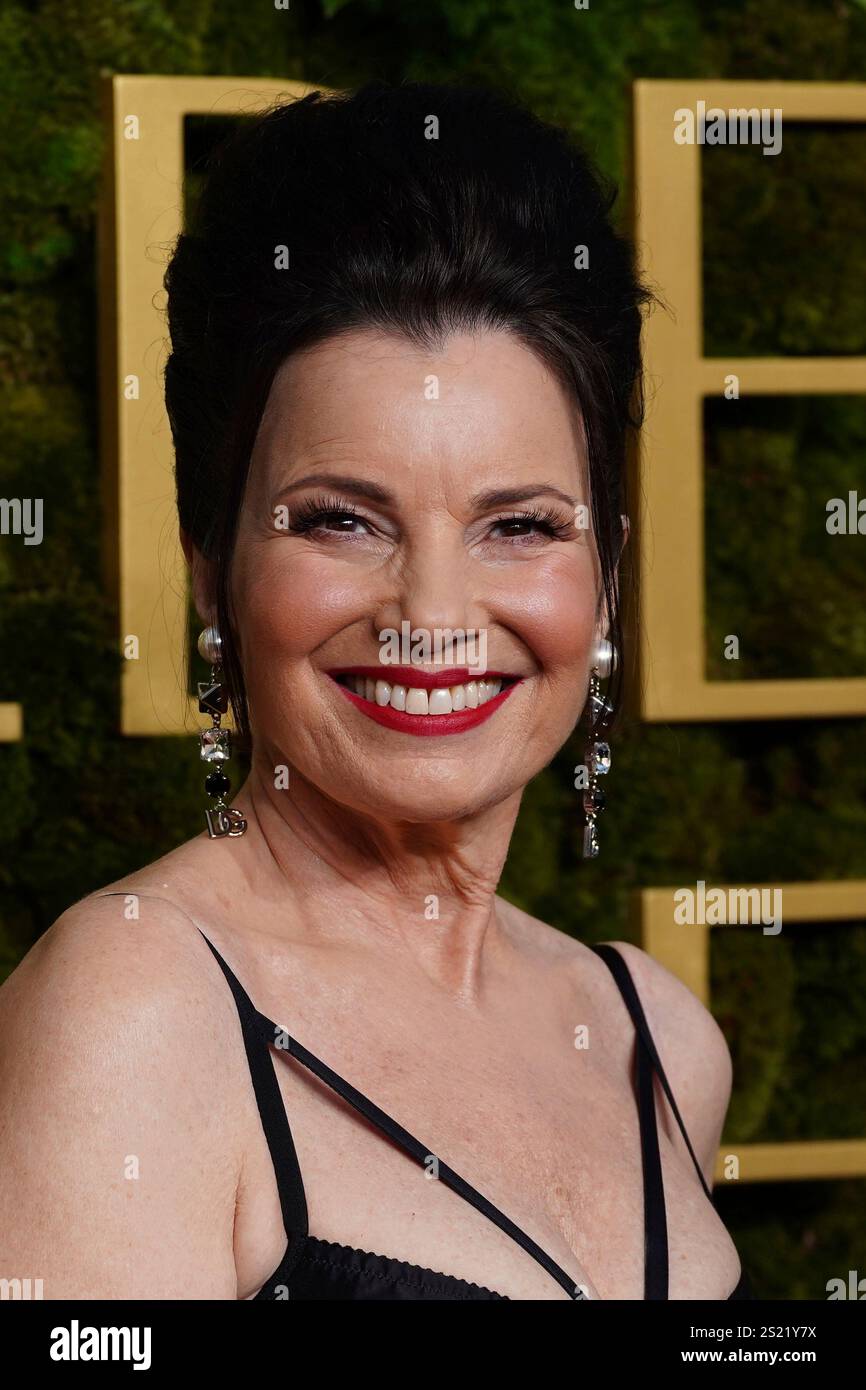 Fran Drescher arrives at the 82nd Golden Globes on Sunday, Jan. 5, 2025 ...