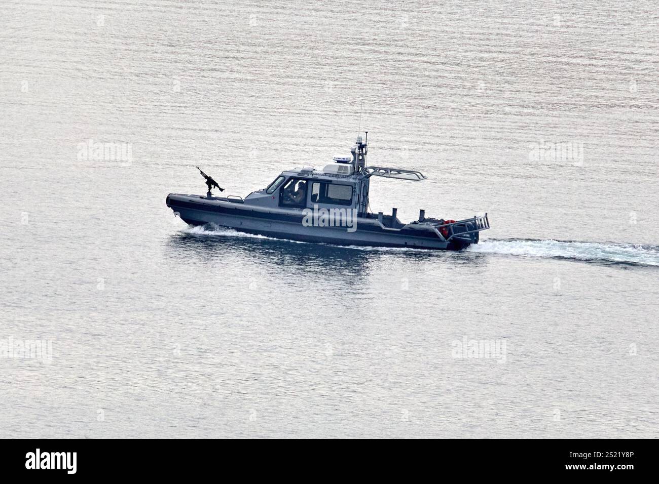 San Diego, California, USA. 22nd Dec, 2024. A sleek gray patrol boat ...