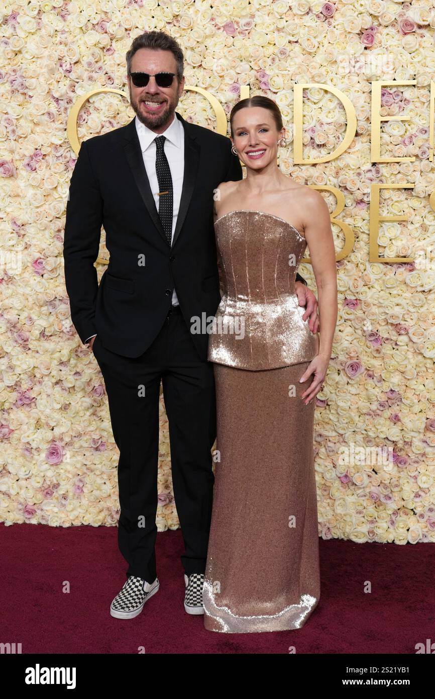 Dax Shepard, left, and Kristen Bell arrive at the 82nd Golden Globes on ...