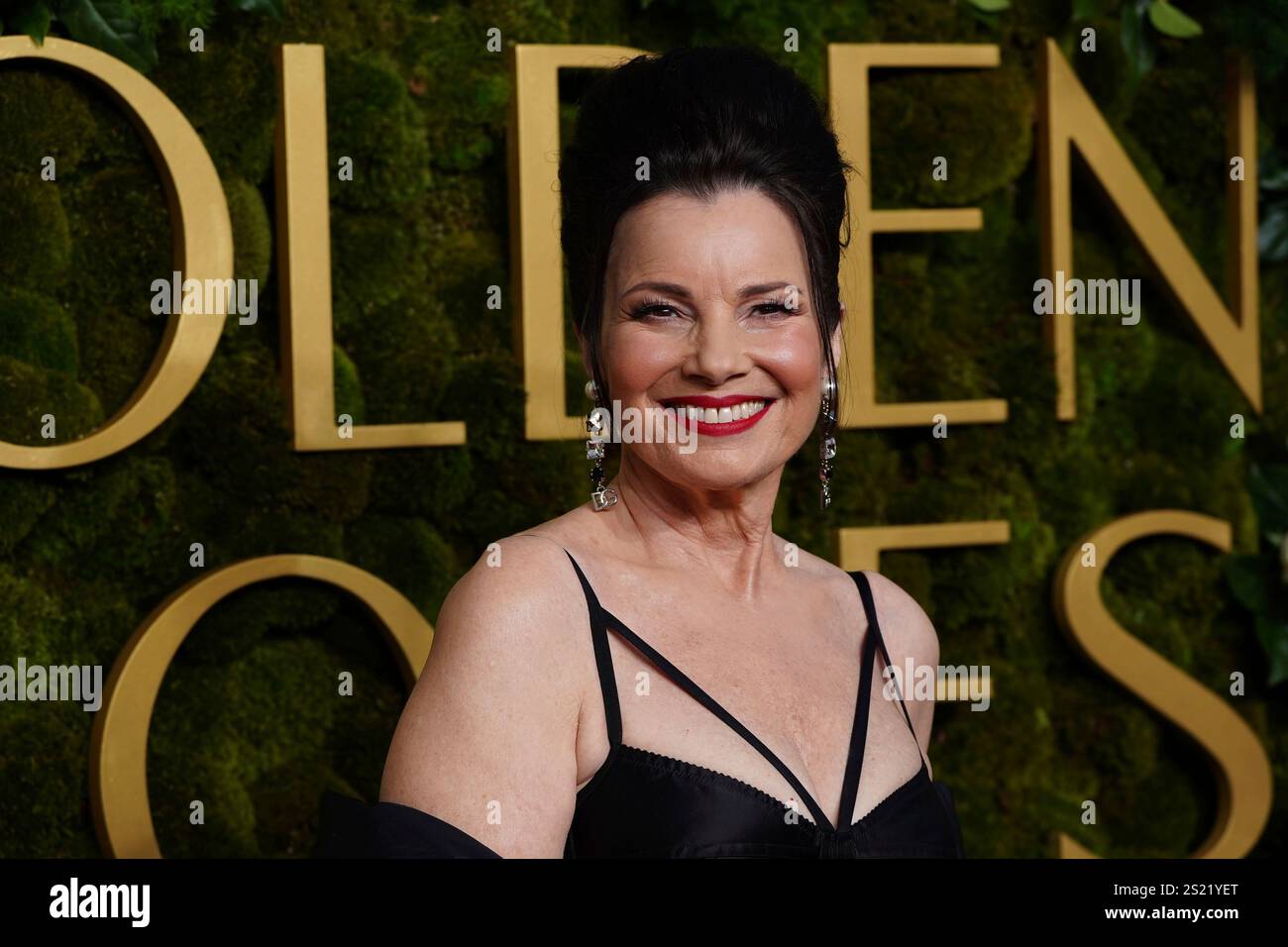 Fran Drescher arrives at the 82nd Golden Globes on Sunday, Jan. 5, 2025 ...