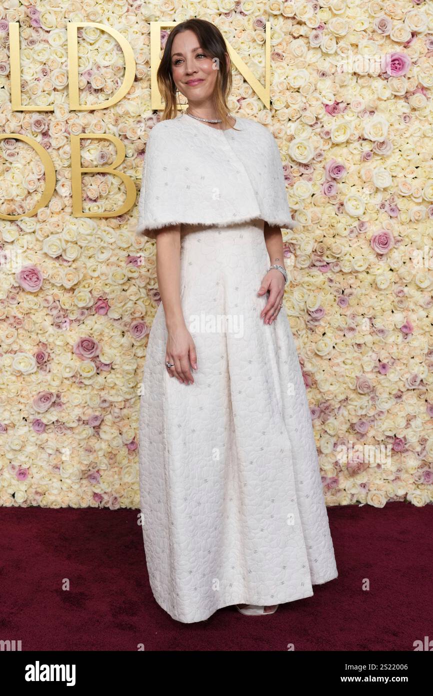 Kaley Cuoco arrives at the 82nd Golden Globes on Sunday, Jan. 5, 2025 ...