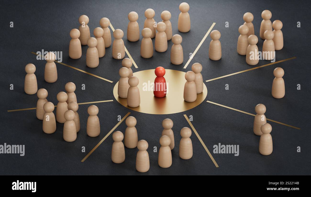 3D illustration of pawns over drawing representing multichannel ...