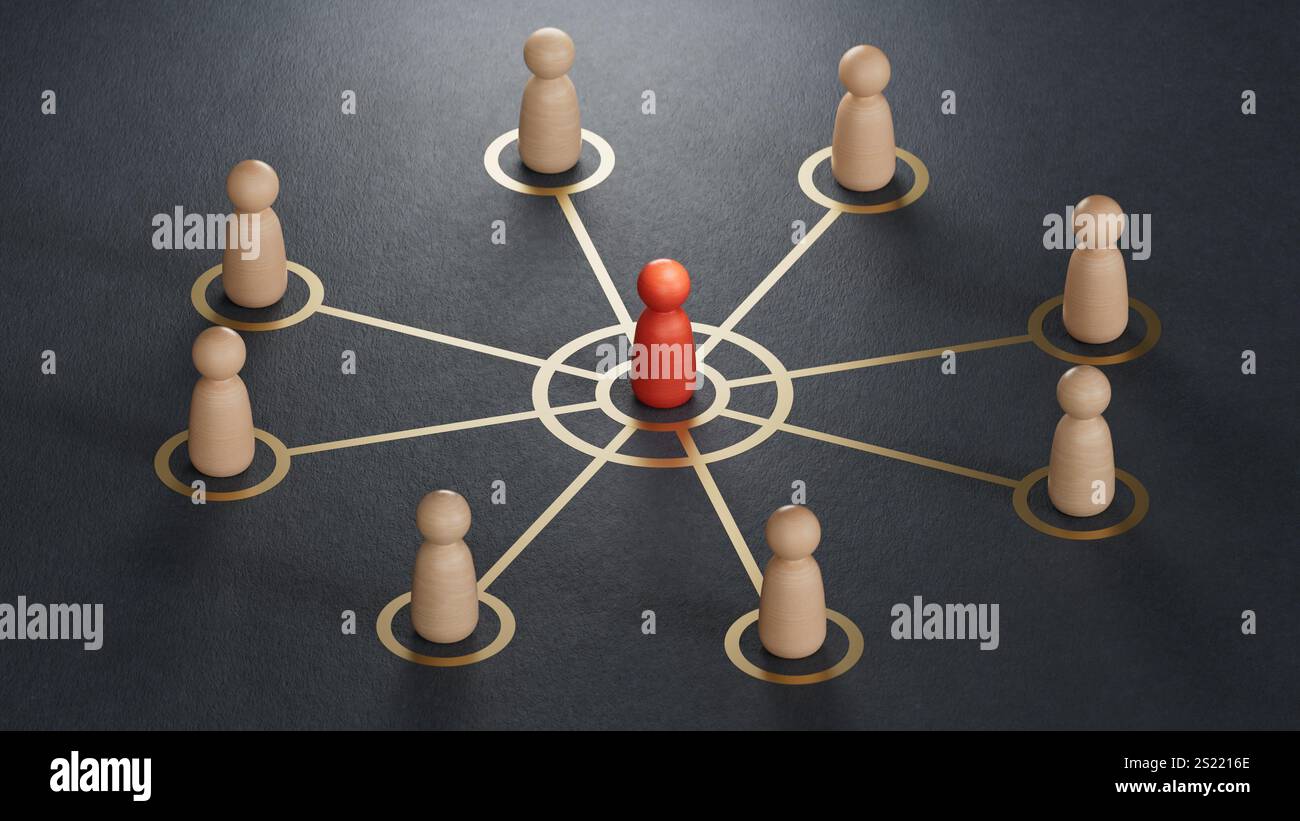 3d people - man, person arranged in a network. Teamwork and leadership ...