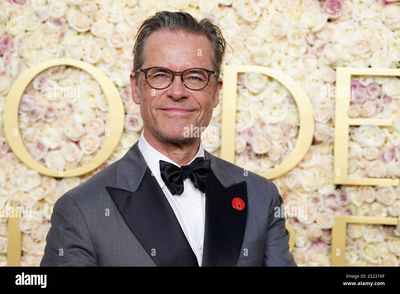 Guy Pearce arrives at the 82nd Golden Globes on Sunday, Jan. 5, 2025 ...