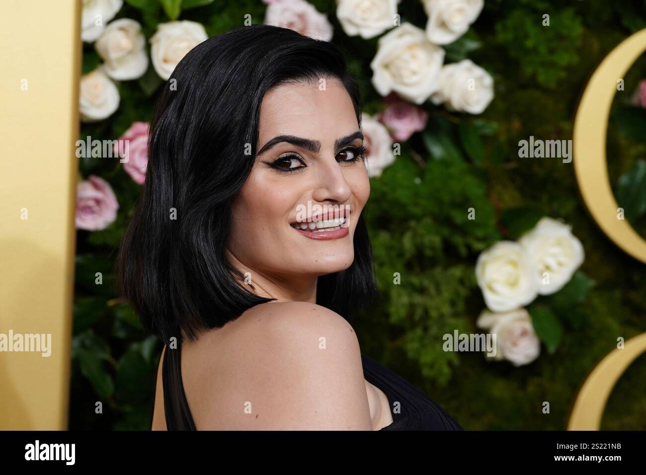 Nava Mau arrives at the 82nd Golden Globes on Sunday, Jan. 5, 2025, at ...