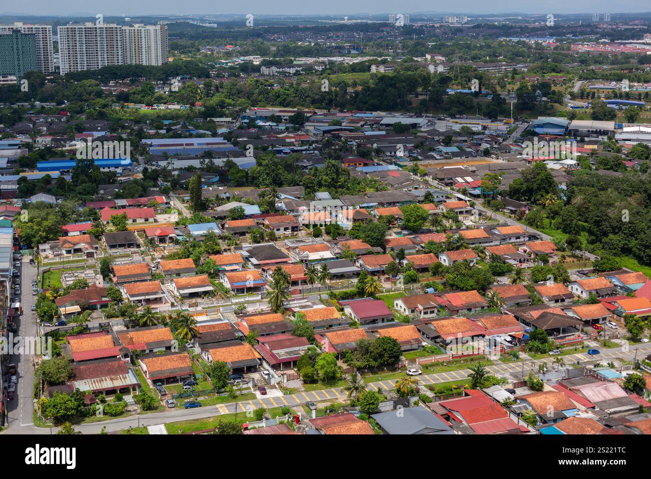 Aerial view of semi-detached houses, more spacious with larger land ...